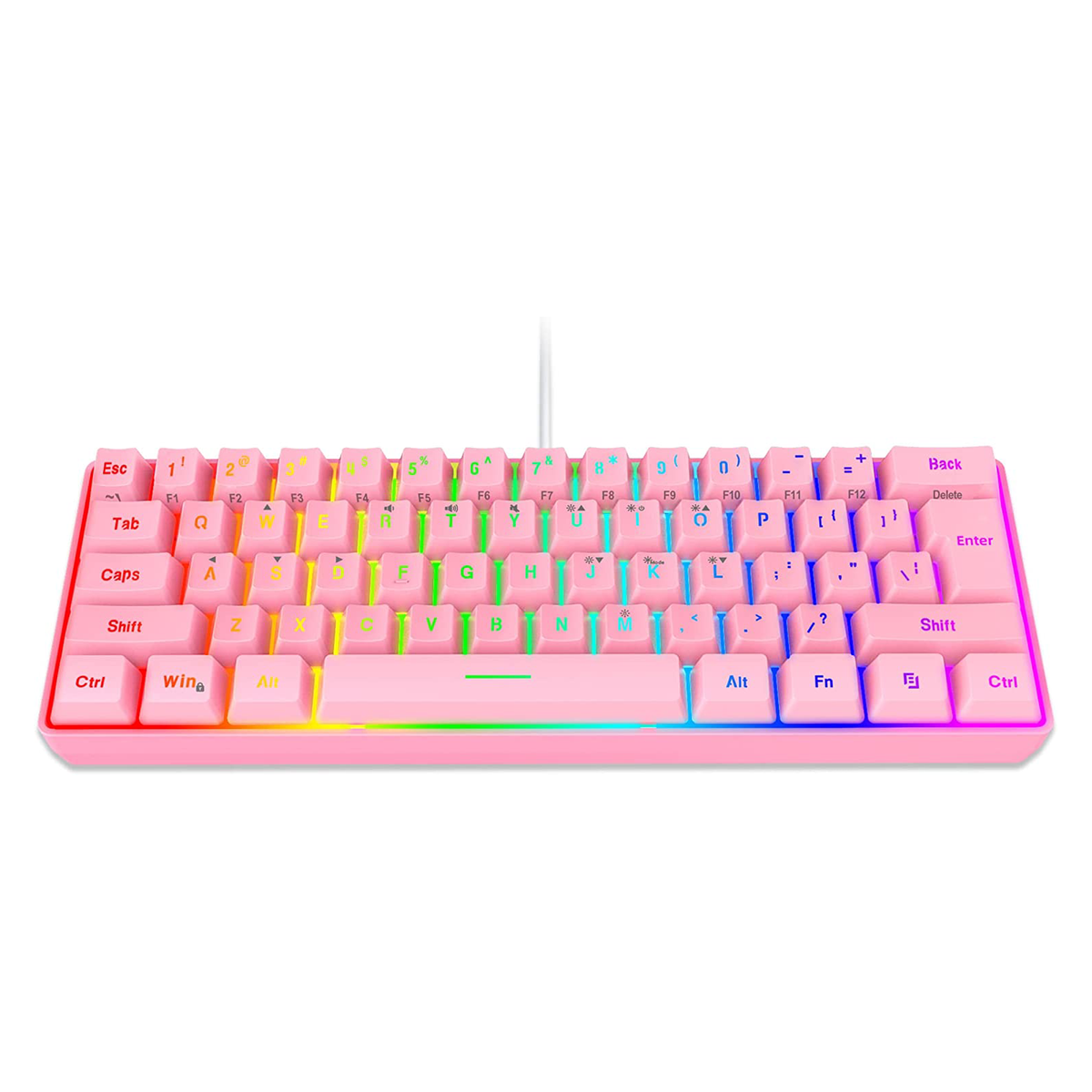 Snpurdiri 60% Wired Membrane Gaming Keyboard RGB Backlit, Pink – snpurdiri