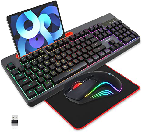 Snpurdiri 104 Keys Wireless Gaming Keyboard and Mouse Combo, Black ...
