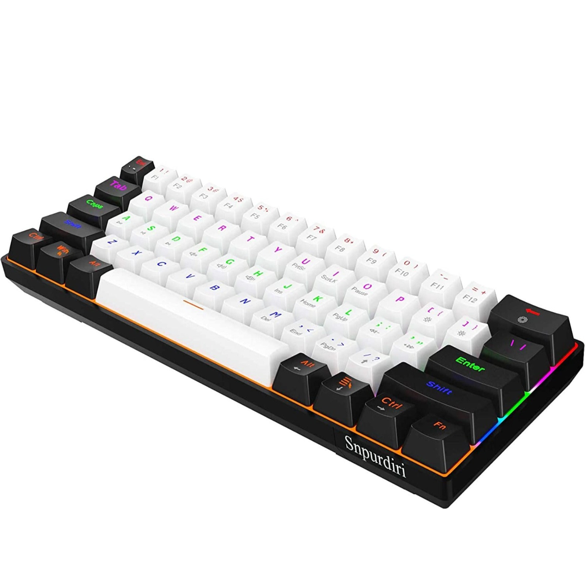 Snpurdiri Wired 60% Mechanical Gaming Keyboard, Ultra-Compact Black-wh ...