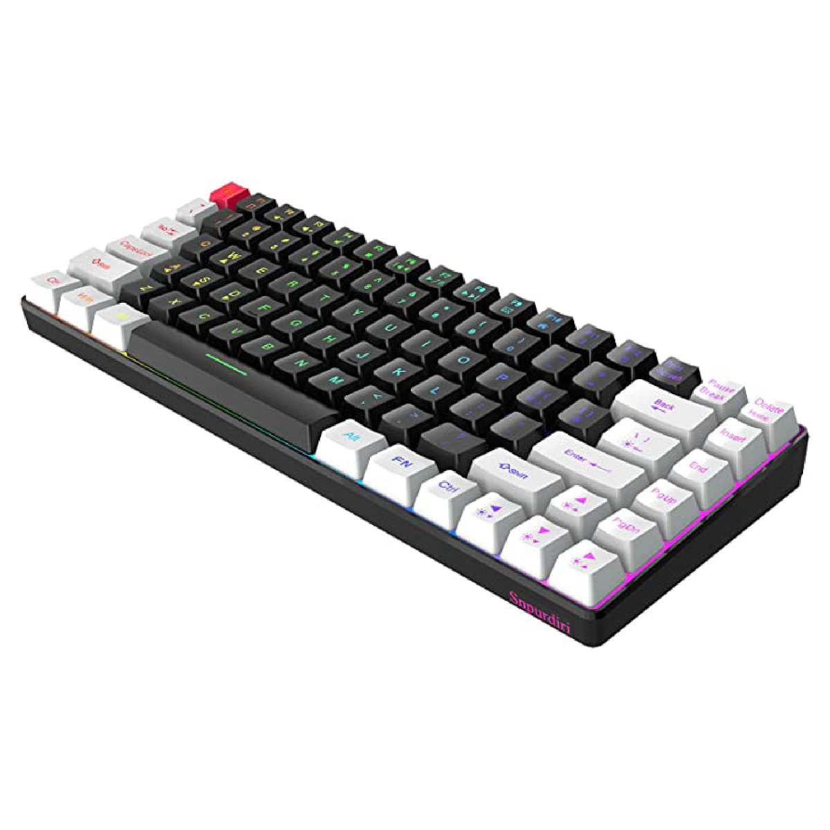 Snpurdiri 75% Membrane Wired Gaming Keyboard, 84keys, Black-White ...