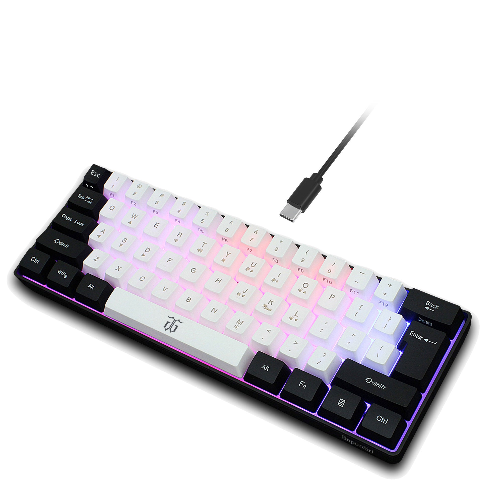 Snpurdiri 60% Membrane Wired Gaming Keyboard, Black-white – snpurdiri