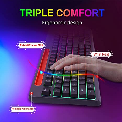 Snpurdiri 104 Keys Wireless Gaming Keyboard and Mouse Combo, Black ...