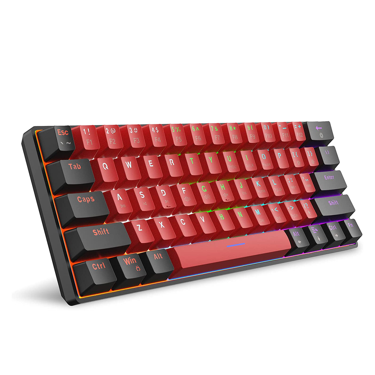 Snpurdiri 60% Wired Mechanical Keyboard , Black-Red, Red Switches ...