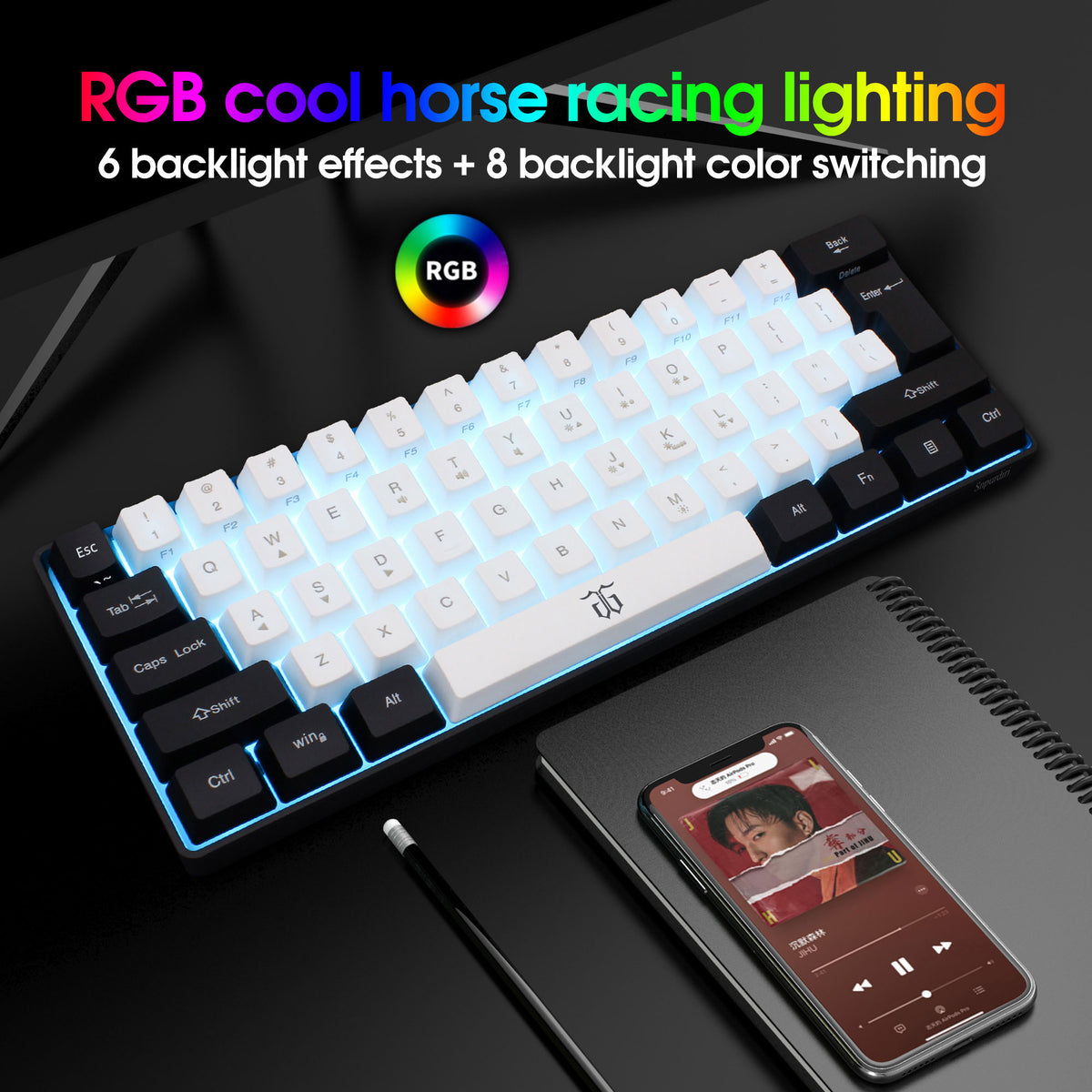 Snpurdiri 60% Membrane Wired Gaming Keyboard, Black-white – snpurdiri
