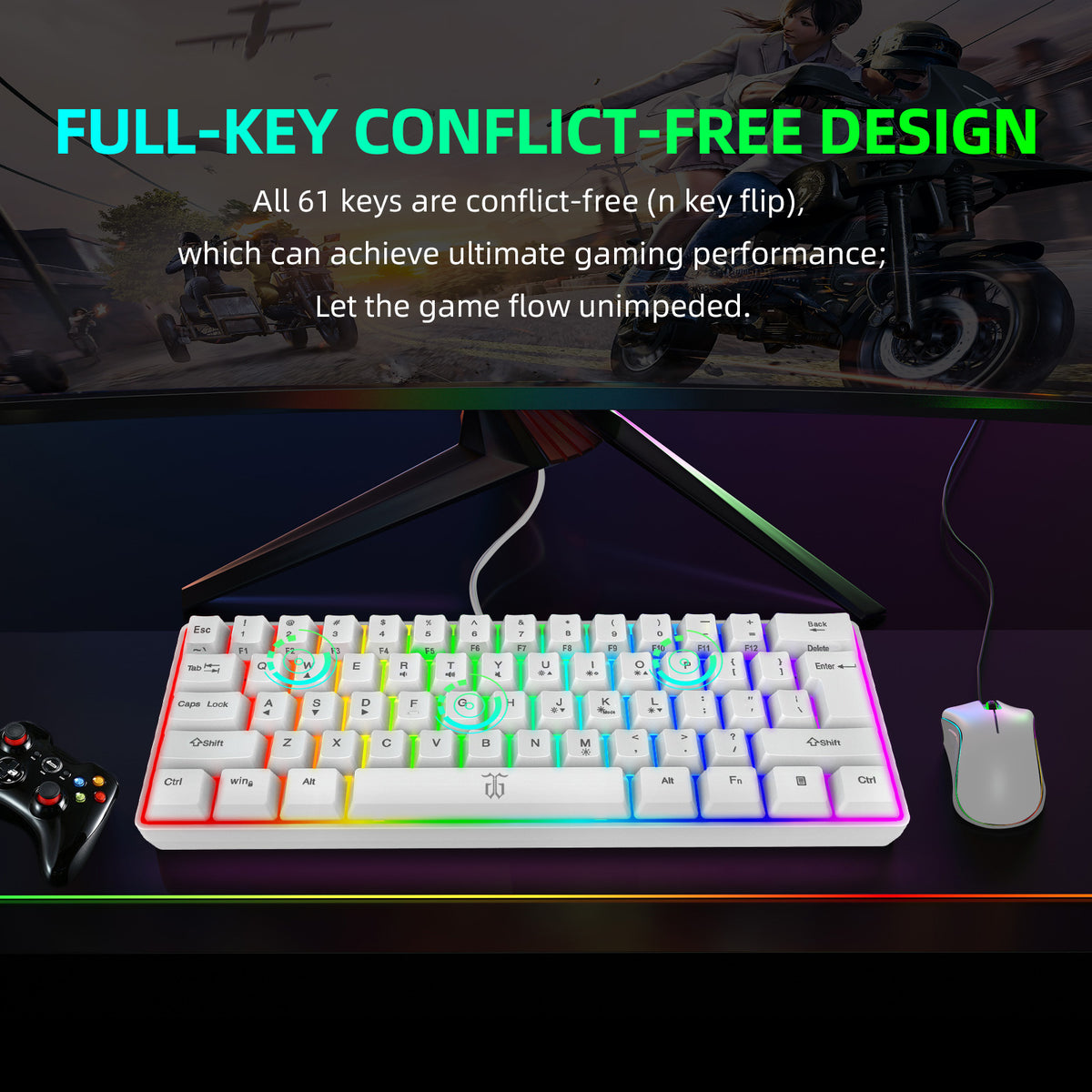 Snpurdiri 60% Membrane Wired Gaming Keyboard, white – snpurdiri